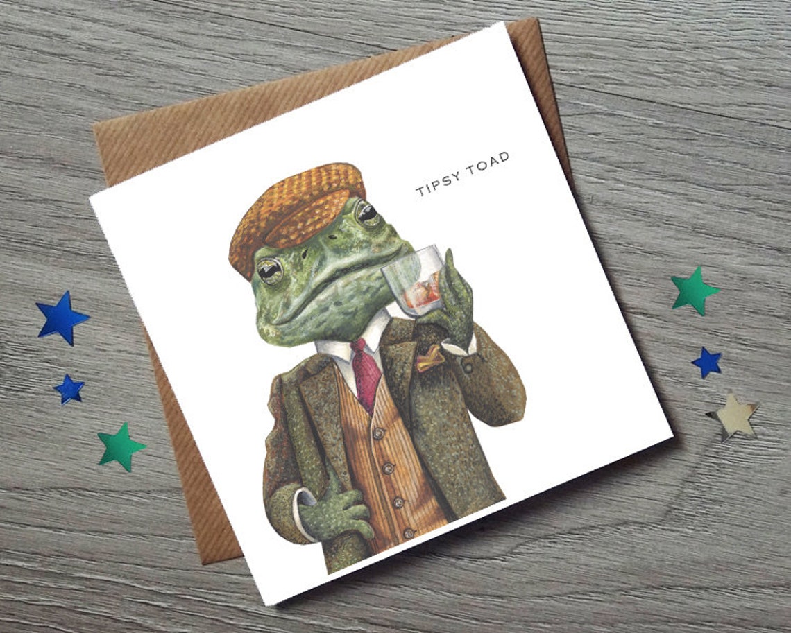 Toad Art Tipsy Toad Toad Birthday Card Anthropomorphic - Etsy UK