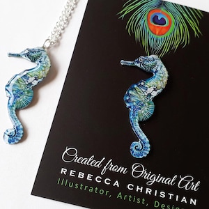 Seahorse Necklace Seahorse Brooch Seahorse Gifts Greeting Card Seahorse ...