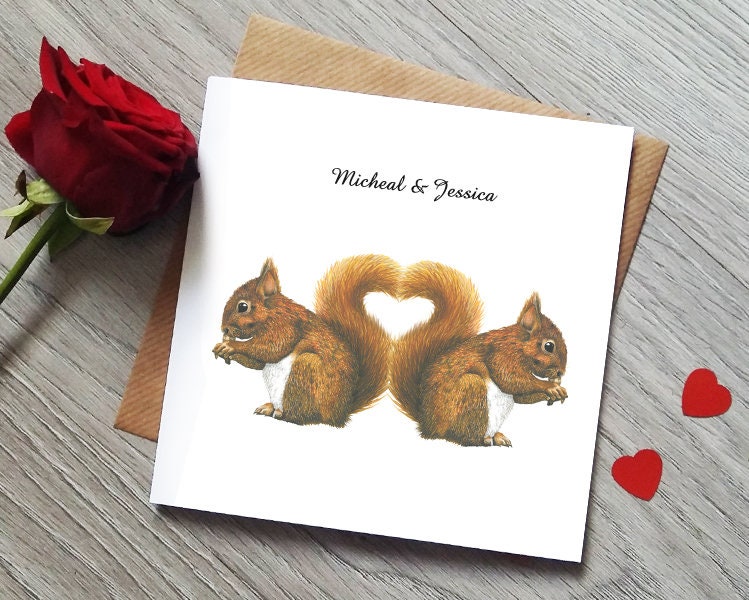 Squirrel Anniversary Card Squirrel Card Personalised | Etsy