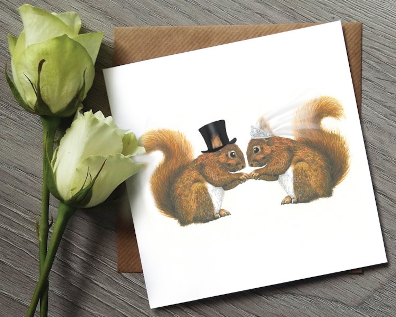 Red Squirrel Squirrel Wedding Card Squirrel Card | Etsy