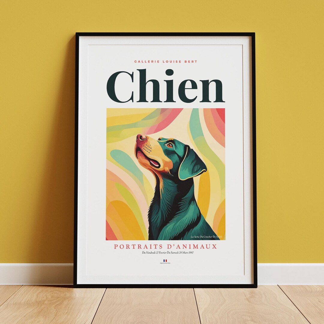 French Dog Art Print: Colorful Animal Decor (instant Download) - Etsy