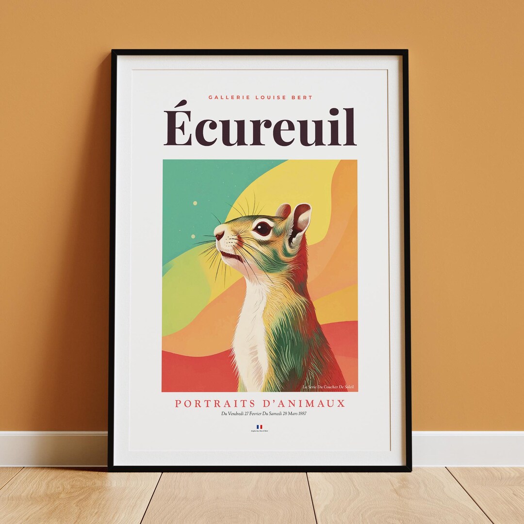 French Squirrel Art Print: Whimsical Animal Decor (instant Download) - Etsy