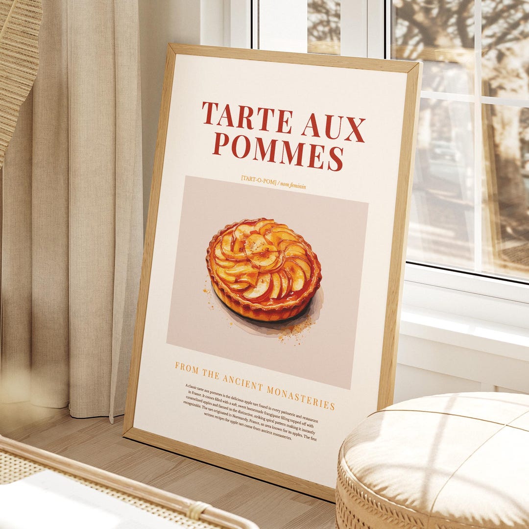 French Apple Tart Art Print: Tarte Aux Pommes Poster (instant Download ...