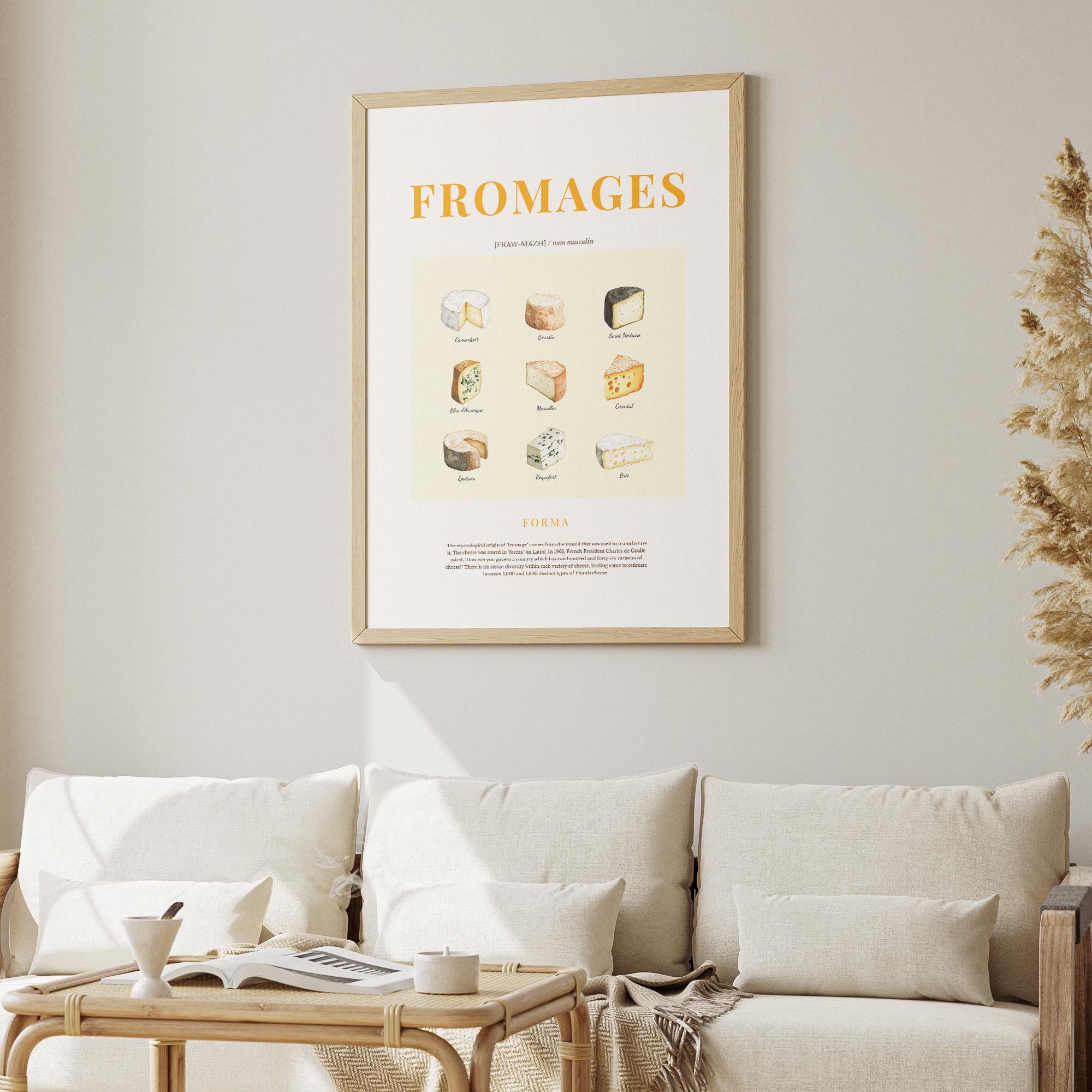 French Cheese Art Print: Fromages Poster, Kitchen Decor (instant ...