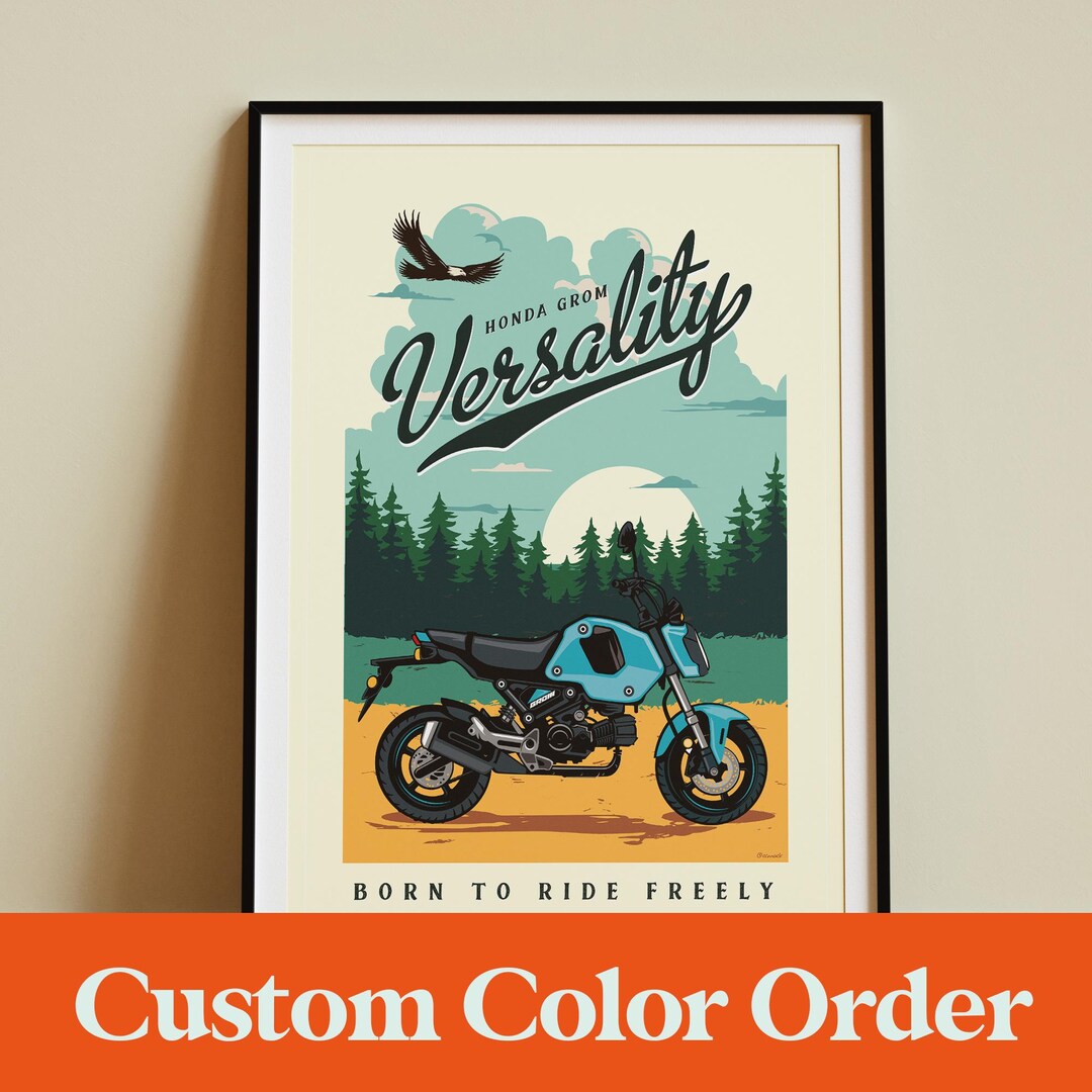 Custom Honda Grom Print: Retro Motorcycle Art, Garage Decor (digital ...