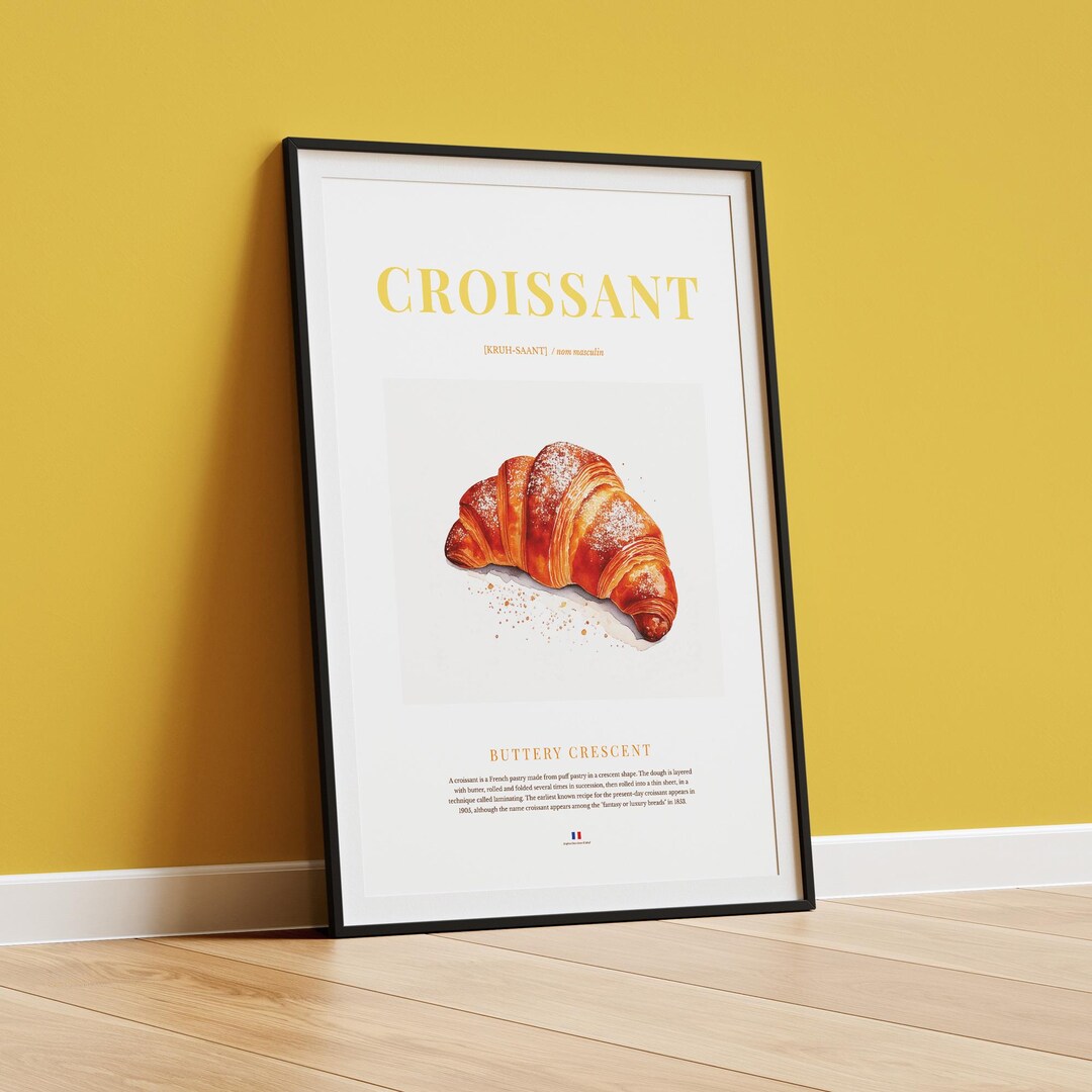 French Croissant Art Print: Buttery Crescent Poster (instant Download ...