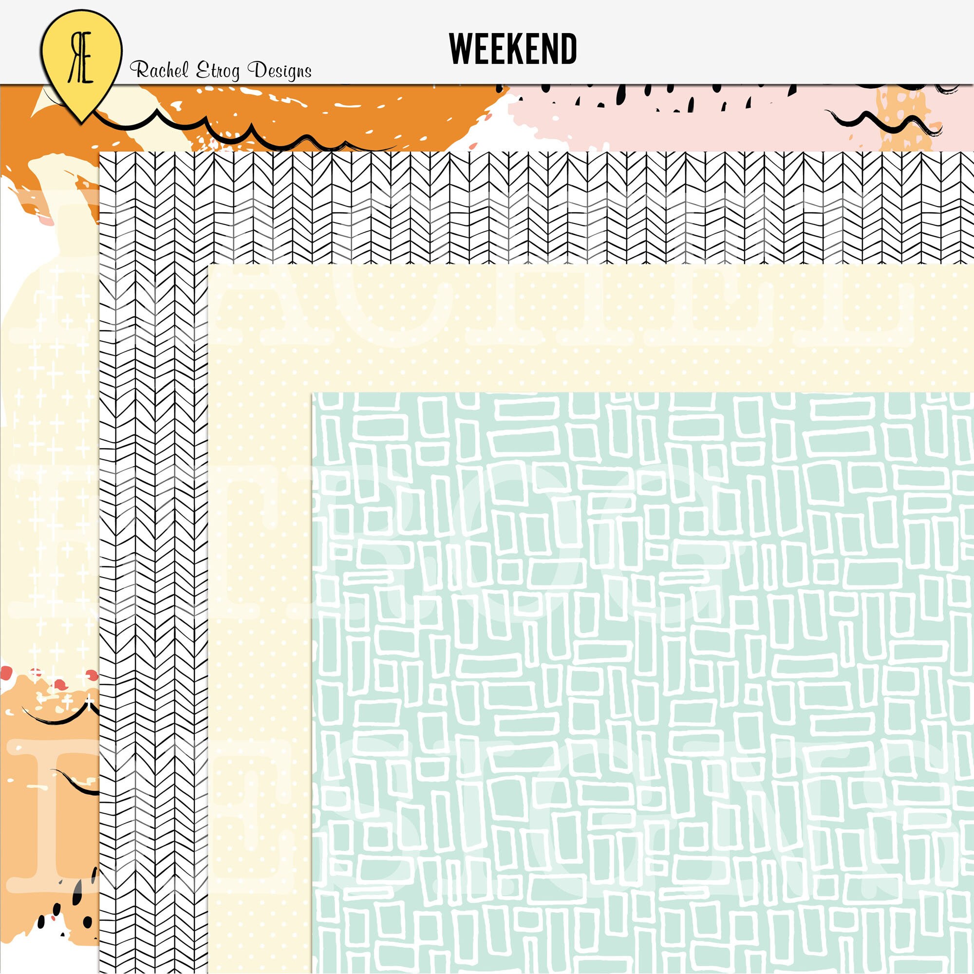 Printable Weekend Digital Paper Pack Abstract Digital Paper - Etsy
