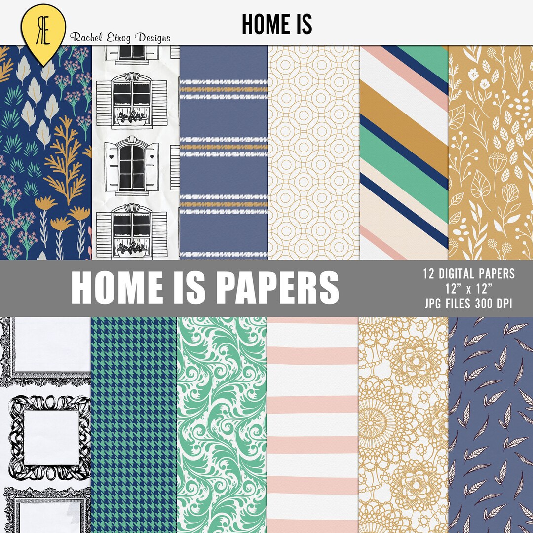 Home is Digital Paper Pack, Printable Abstract Papers, Digital ...