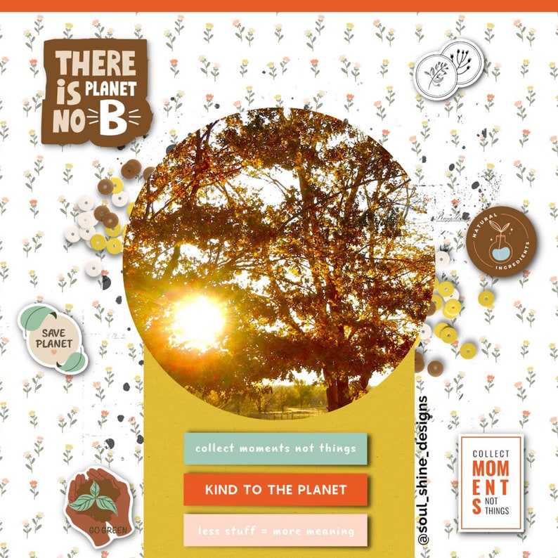 Zero Waste Digital Scrapbooking Kit, Digital Ecology Theme Mix Media ...