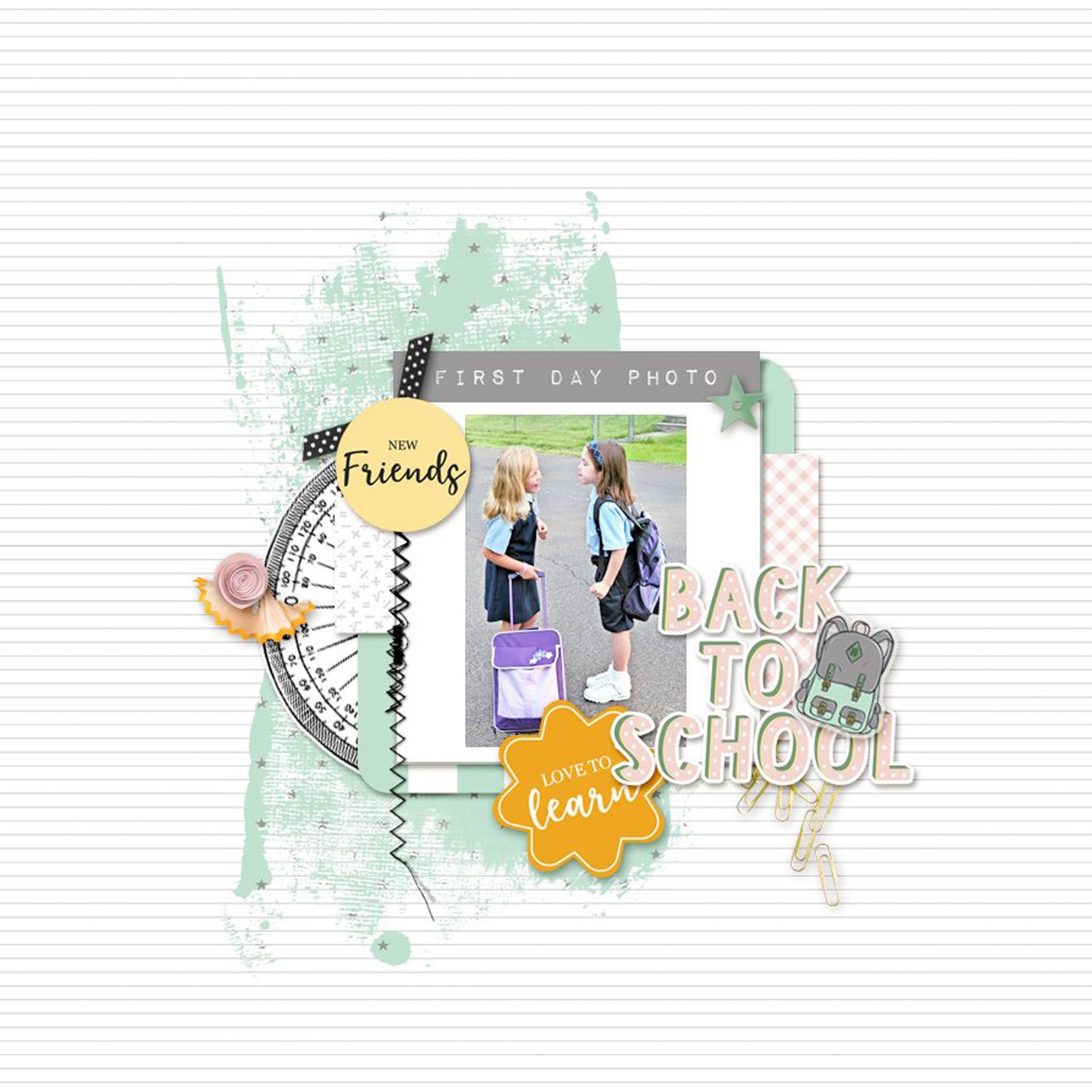 School Days Digital Scrapbooking Elements, School Mixed Media Digital ...