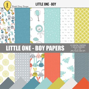 Little One Boy Digital Scrapbooking Kit, Baby Boy Mixed Media Digital ...