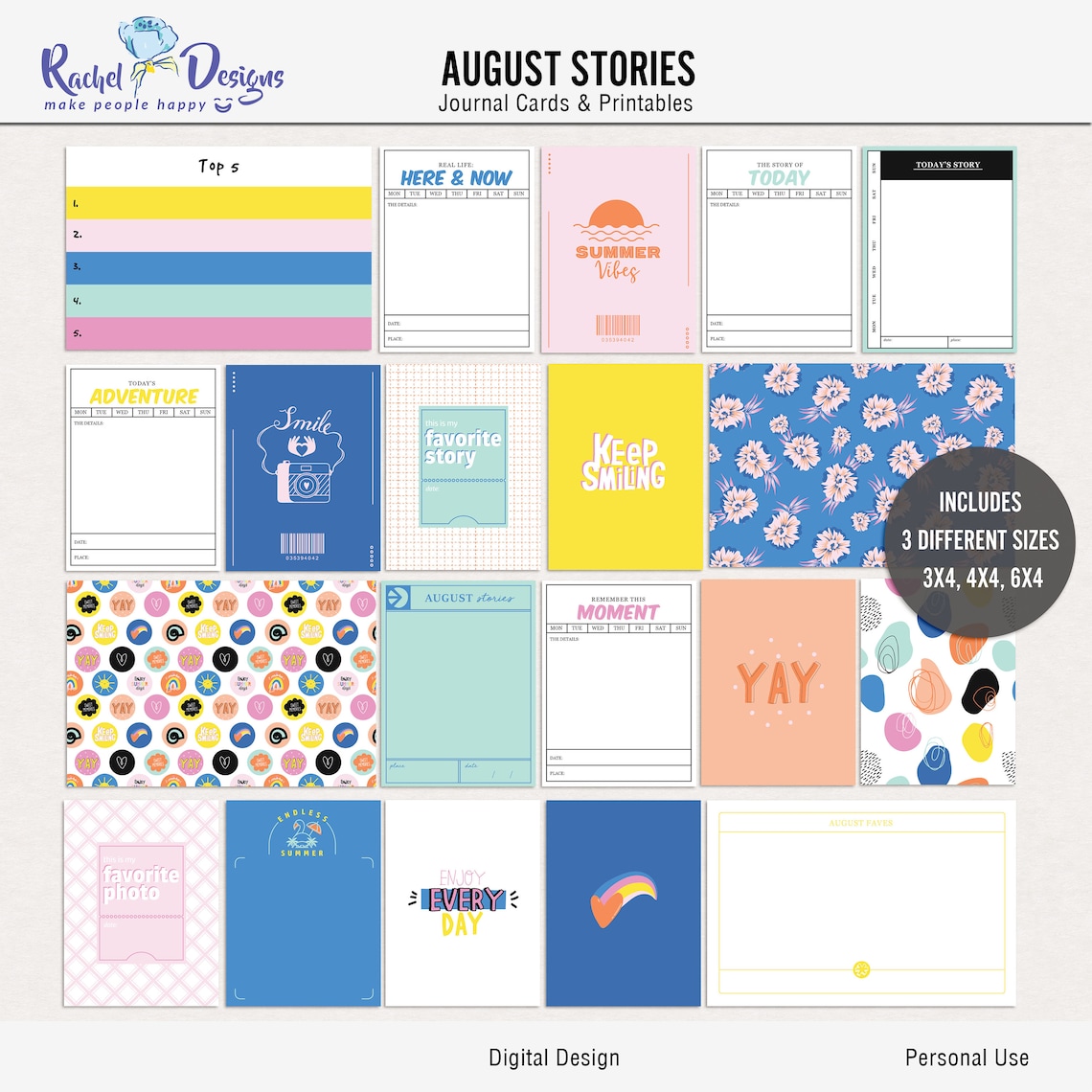 Printable Digital Journal Cards Digital Pocket Cards Project | Etsy