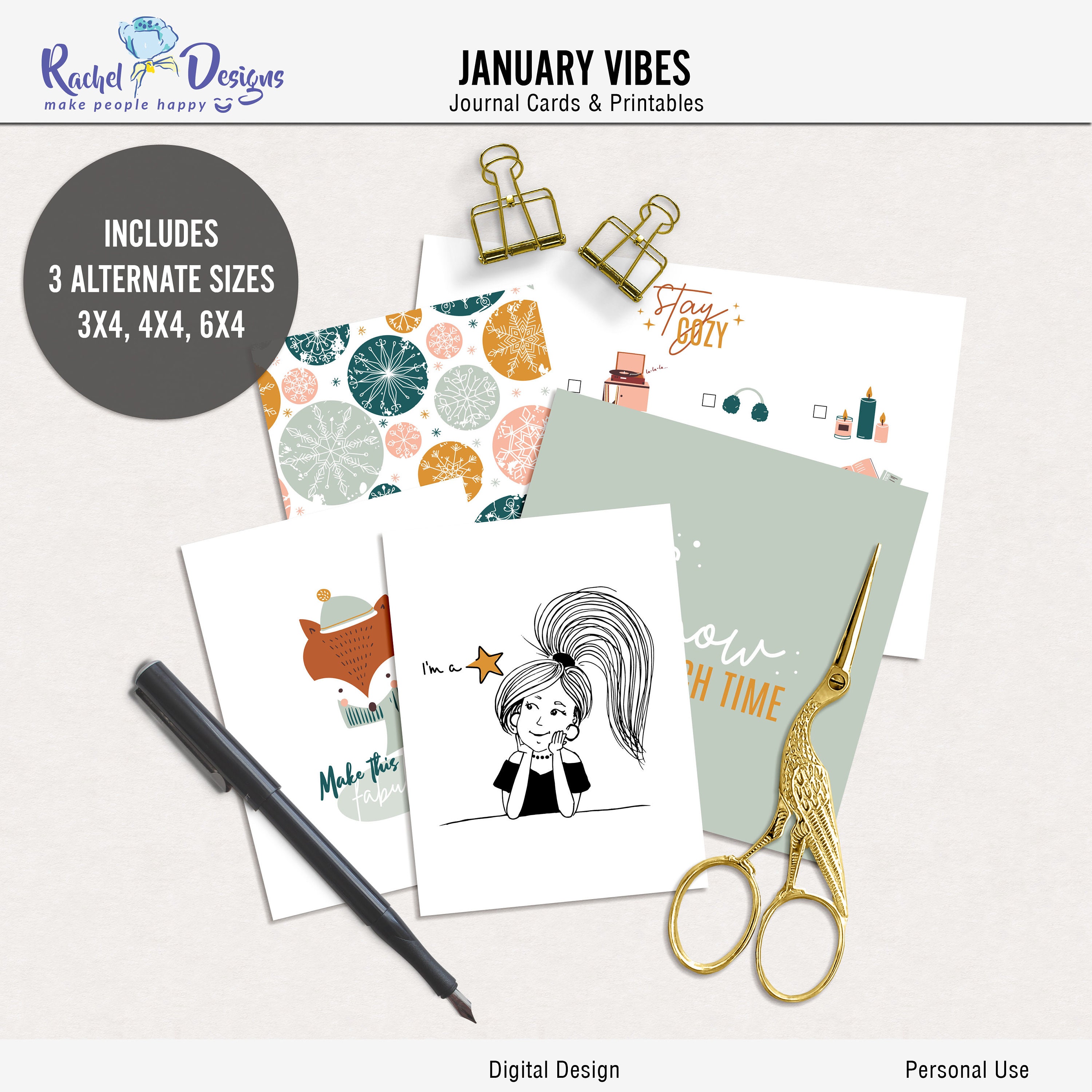 Printable Digital Journal Cards, Digital Pocket Cards, Project Life ...