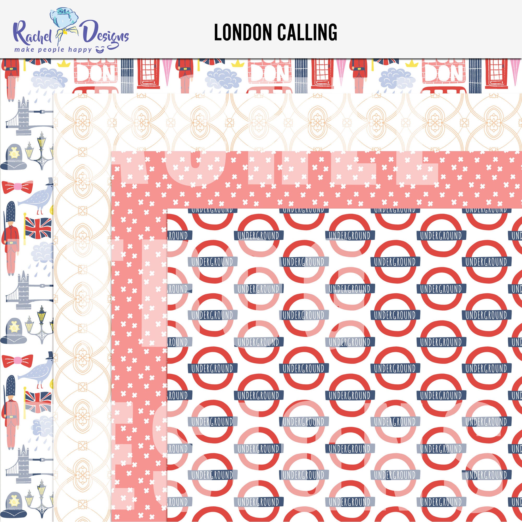 London Calling Digital Paper Pack, Printable London Calling Papers ...