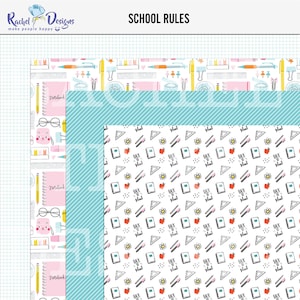 School Rules Digital Scrapbooking Kit, Digital School Elements and ...