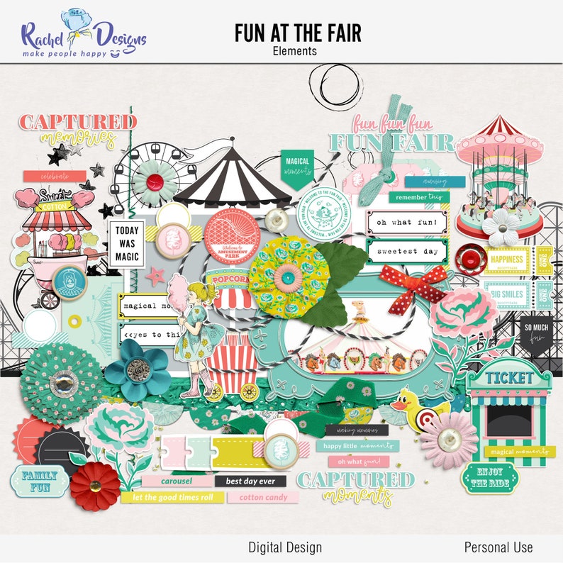 Fun at the Fair Digital Scrapbooking Kit, Carnival Printable Papers ...