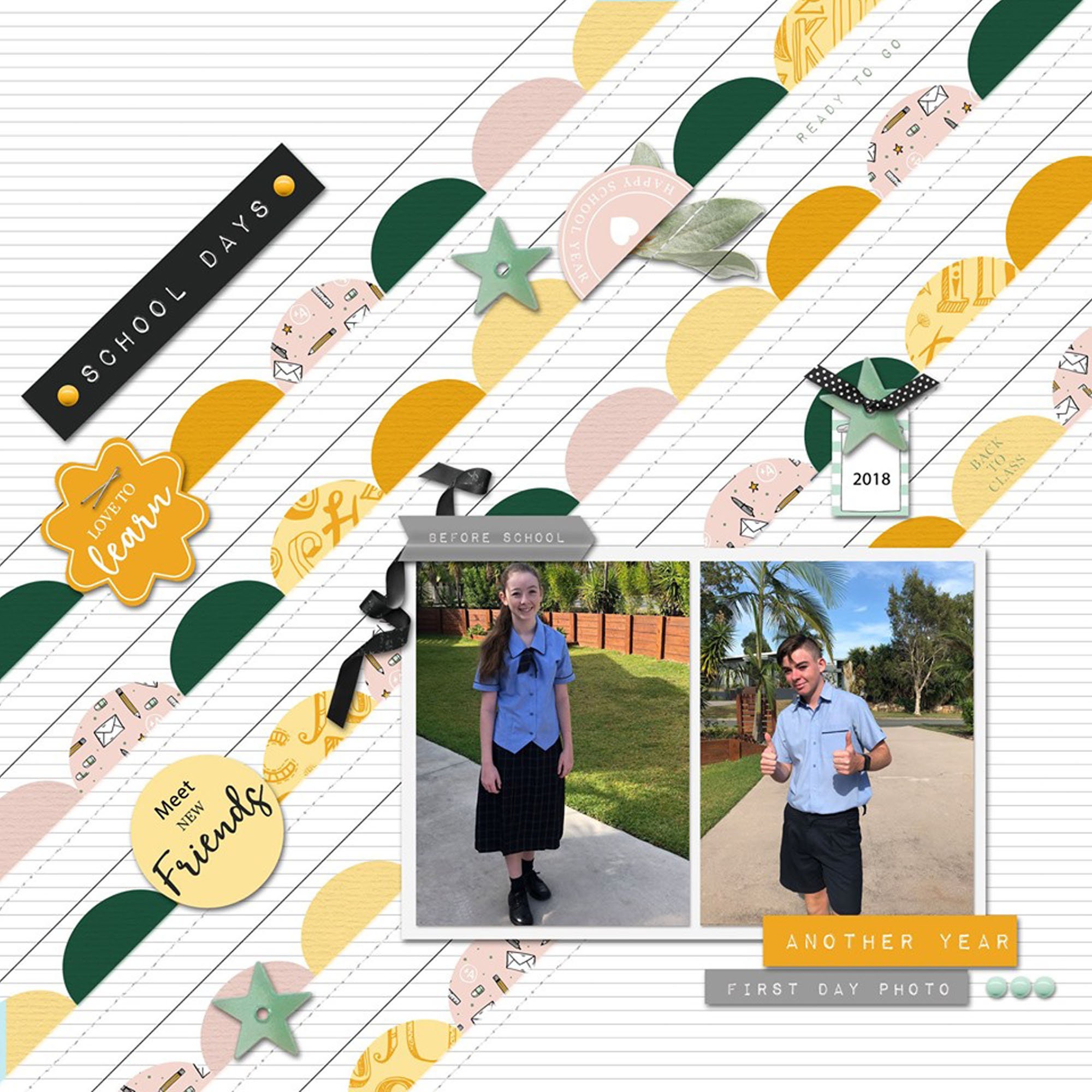 School Days Digital Scrapbooking Kit, Digital School Elements and ...