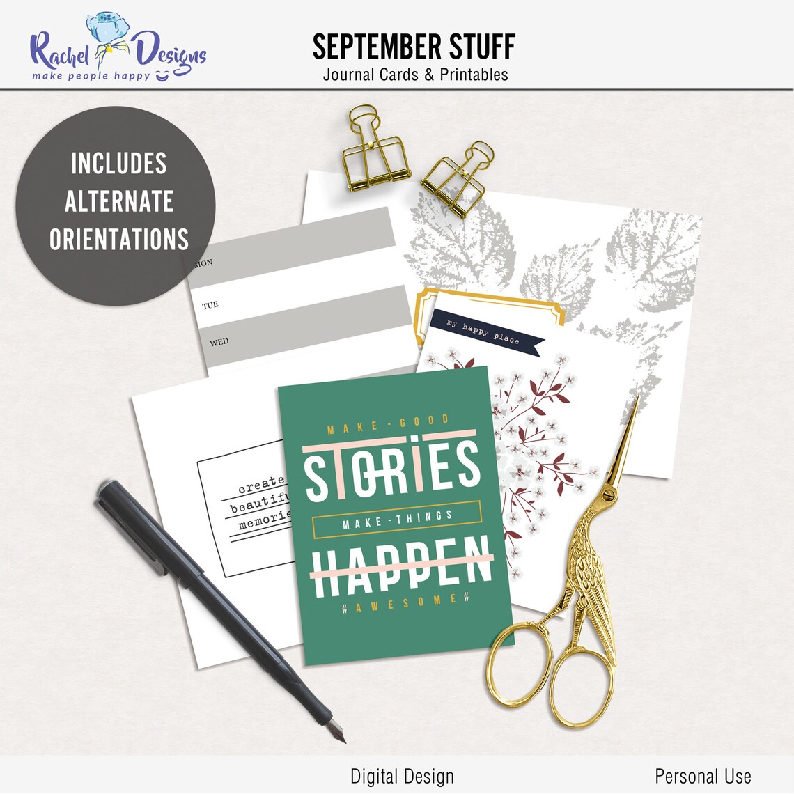 Printable Digital Journal Cards, Digital Pocket Cards, Project Life ...