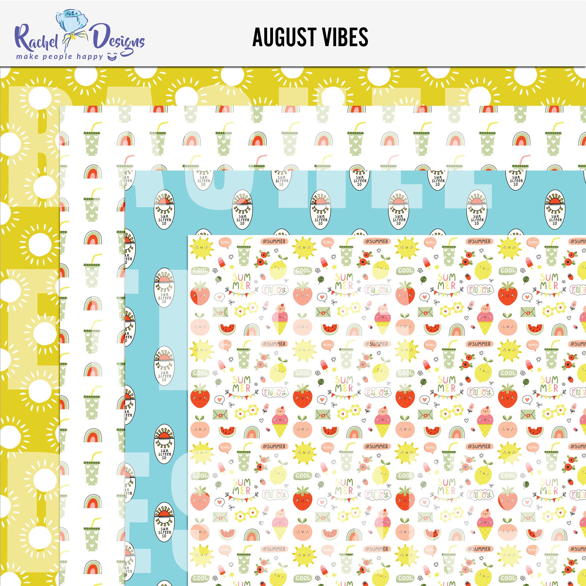 August Vibes Digital Scrapbooking Kit, Heatwave Summer Printable ...