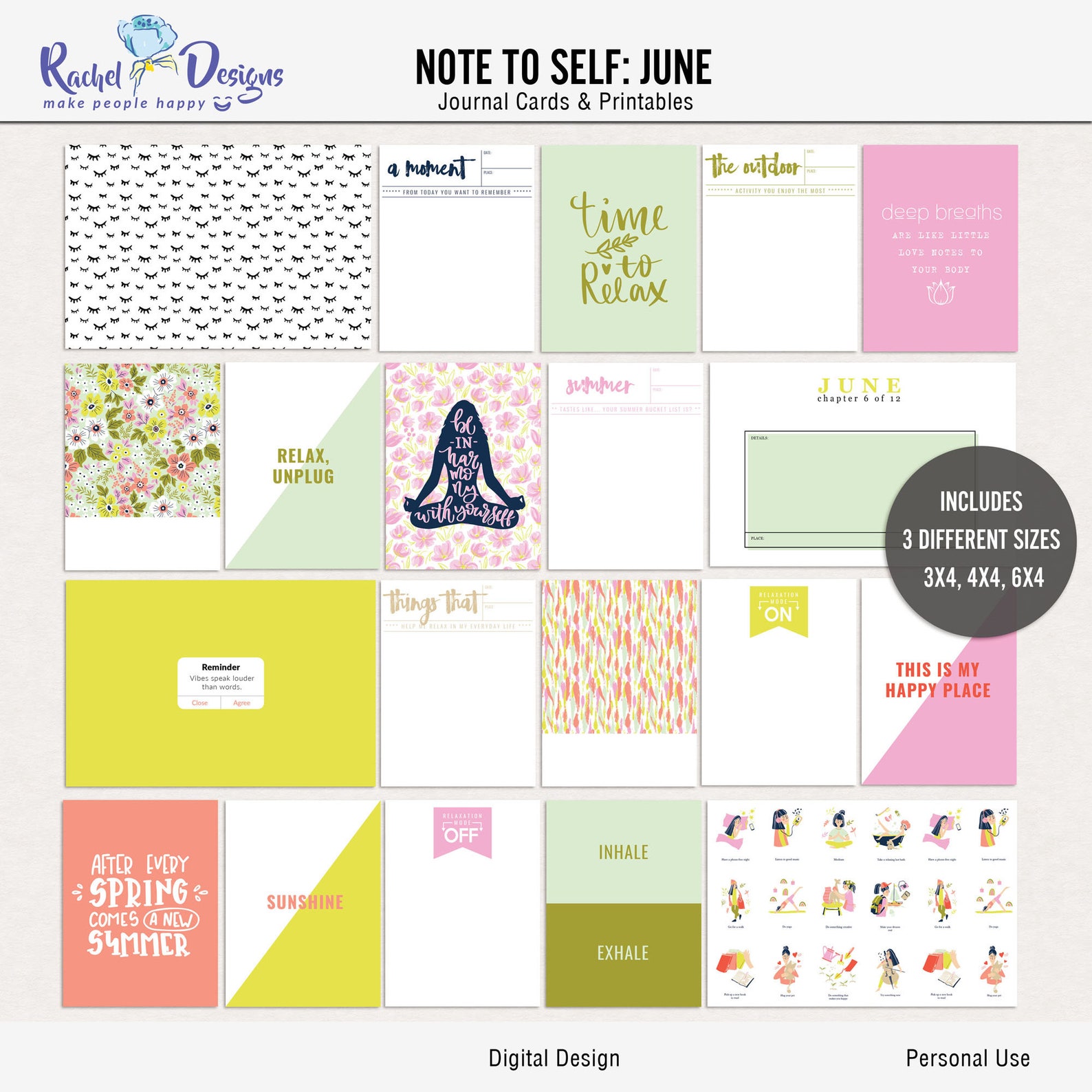 Printable Digital Journal Cards, Digital Pocket Cards, Project Life ...