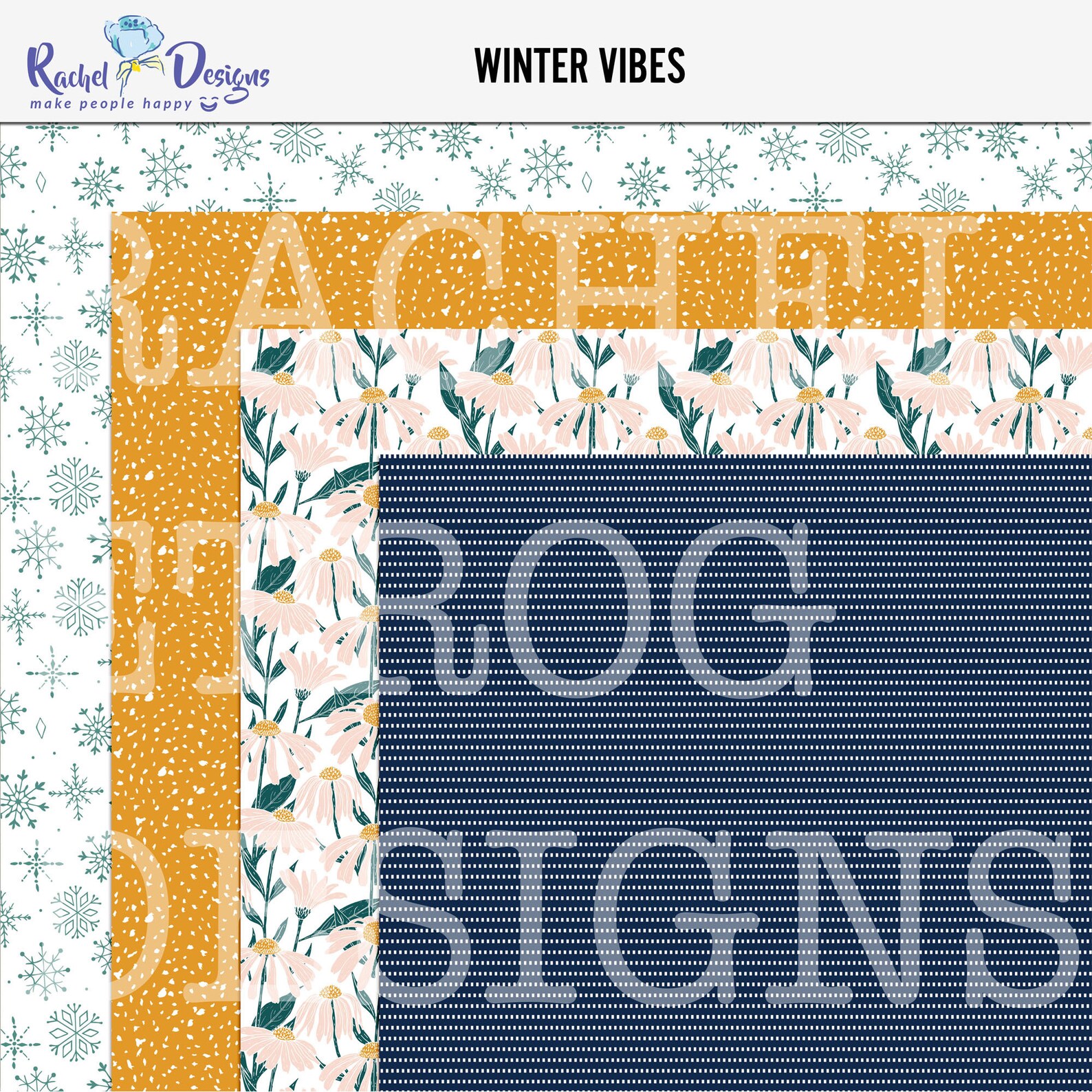Winter Vibes Digital Paper Pack, Winter Printable Craft Papers, Winter ...