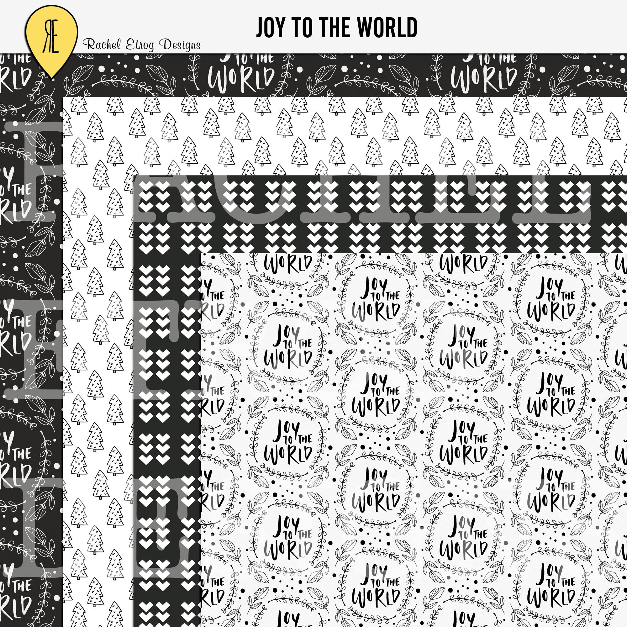 Christmas Joy to the World Digital Paper Pack, Christmas Printable ...