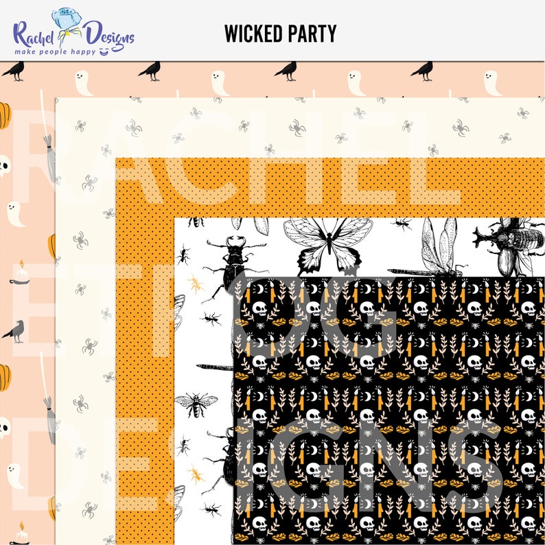 Wicked Party Digital Scrapbooking Kit, Halloween Digital Mix Media ...