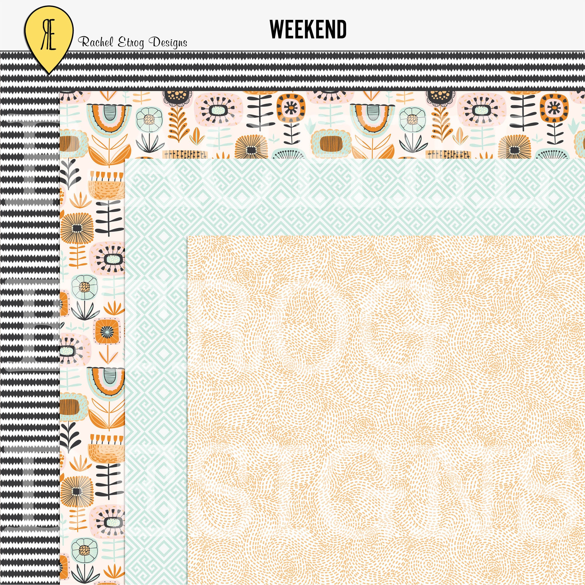 Weekend Digital Scrapbooking Kit Abstract Wrapping Papers - Etsy