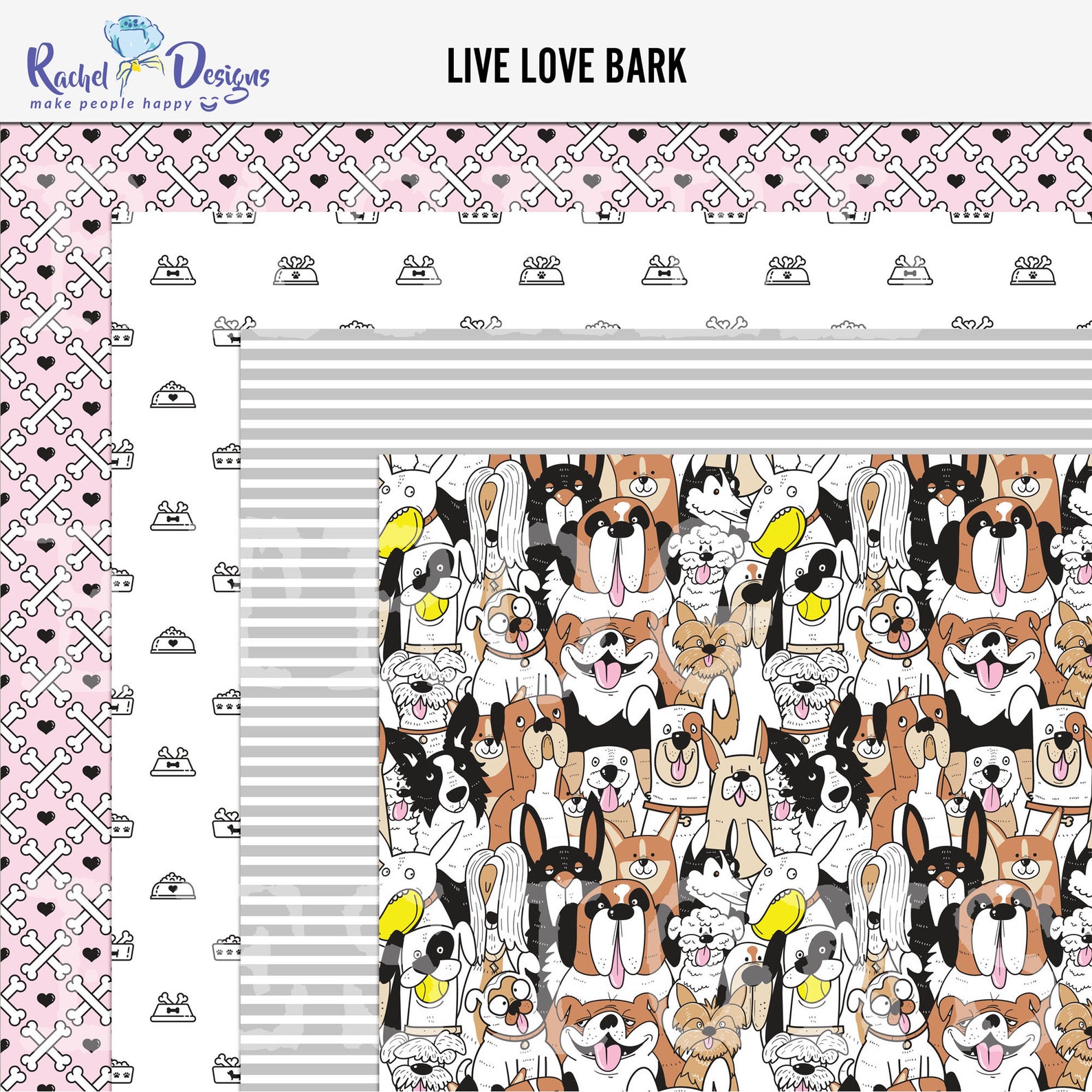 Live Love Bark Digital Scrapbooking Kit, Abstract Printable Pattern ...