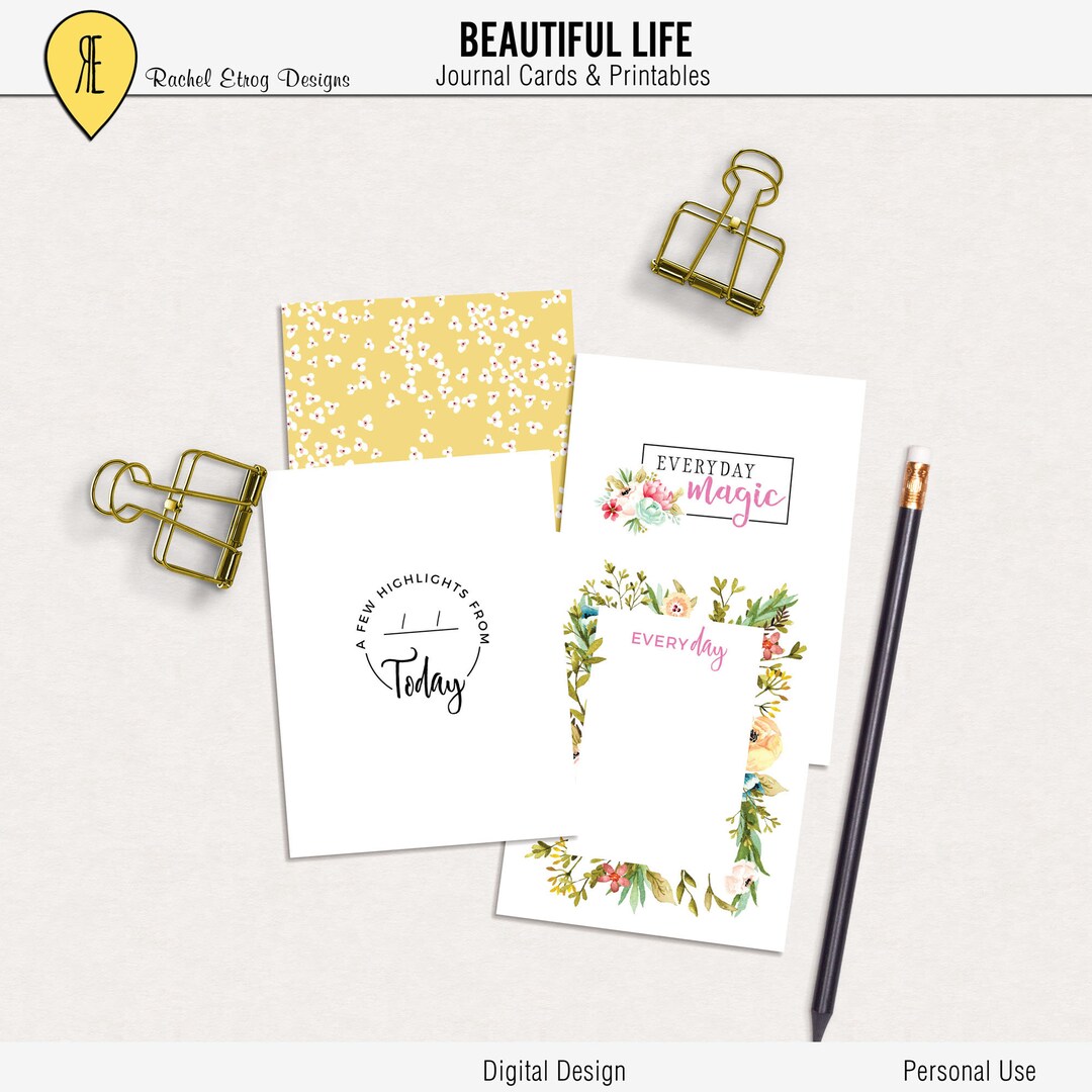 Printable Journal Cards, Digital Journal Cards, Beautiful Life Project ...