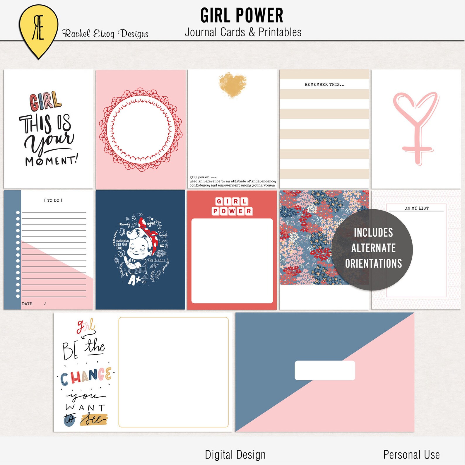 Printable Girl Power Digital Pocket Cards, Digital Girl Power Journal ...