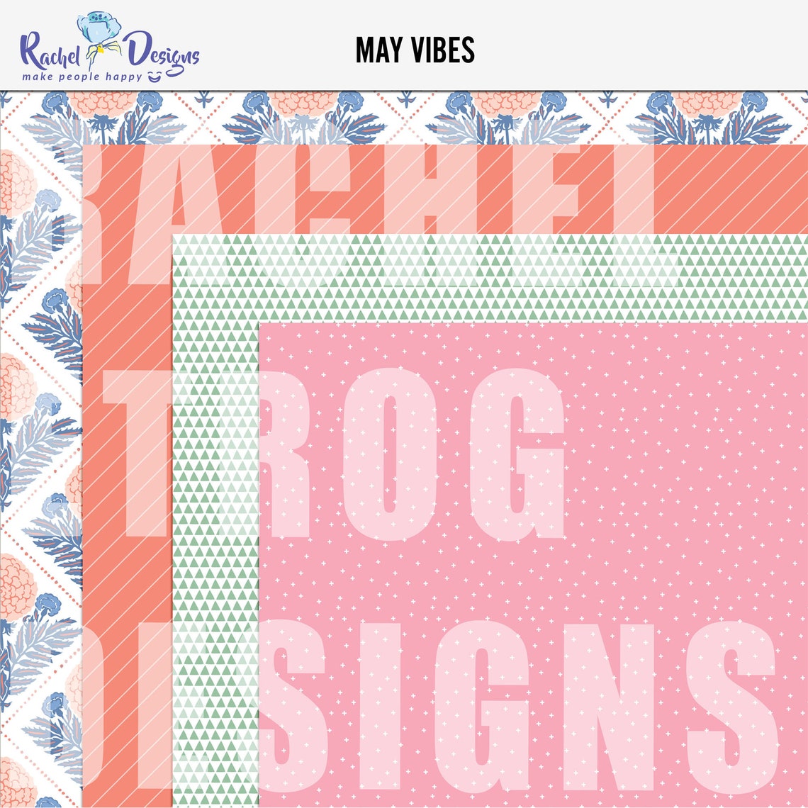 May Vibes Digital Paper Pack, Digital Floral Papers, Printable Spring ...