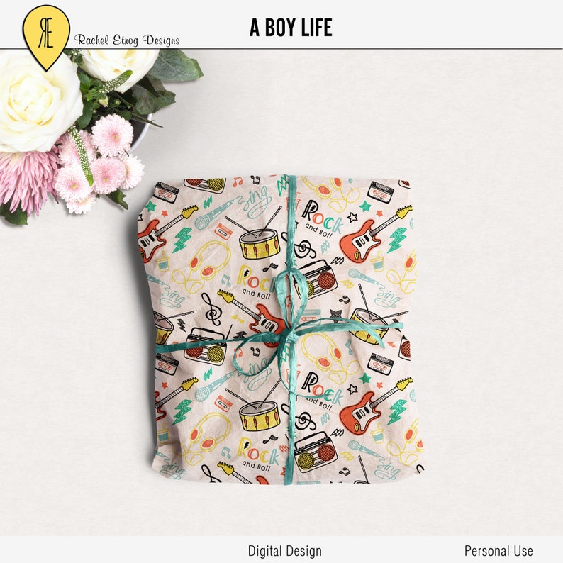 A Boy Life Digital Paper Pack, Printable Boys Scrapbook Papers, Kids ...