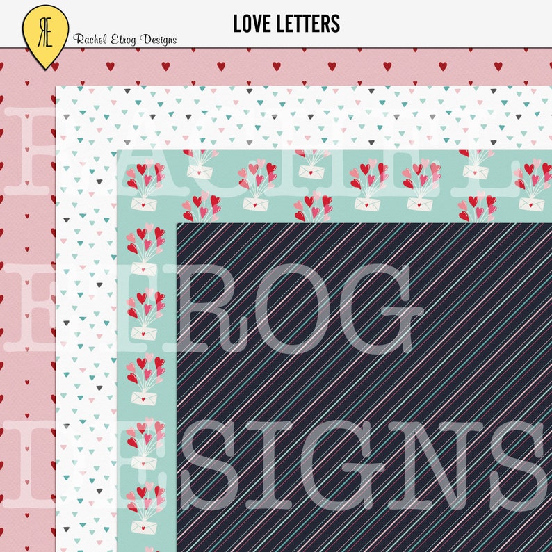Love Letters Digital Valentine's Papers, Digital Love Letters Papers ...