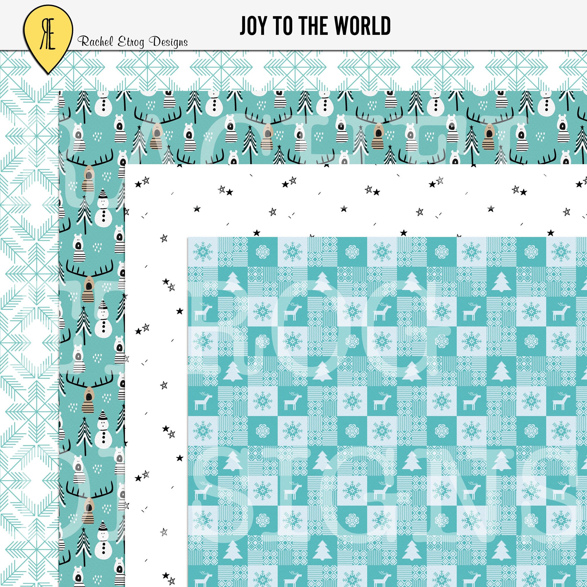 Christmas Joy to the World Digital Paper Pack, Christmas Printable ...