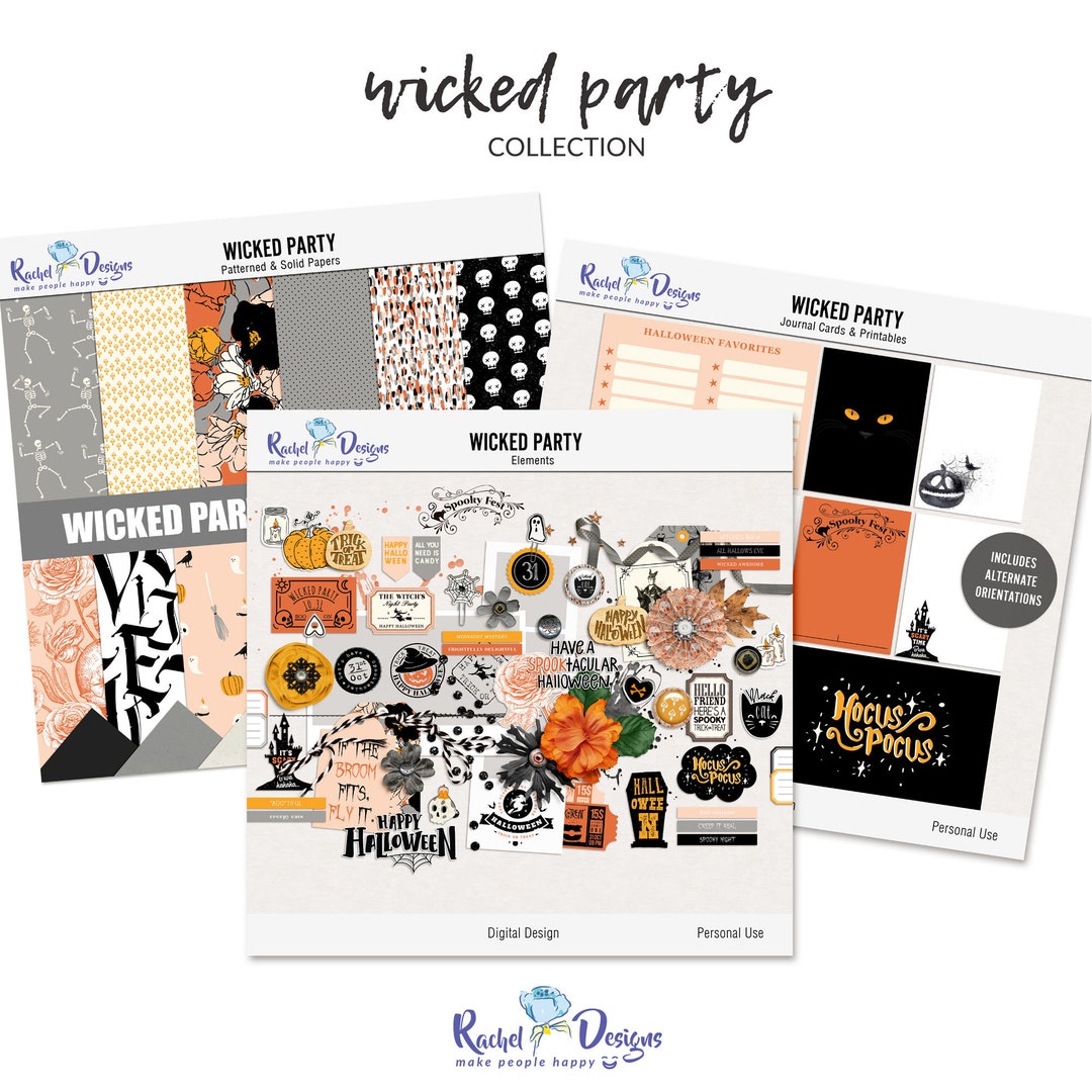 Wicked Party Digital Scrapbooking Collection, Halloween Digital Mix ...