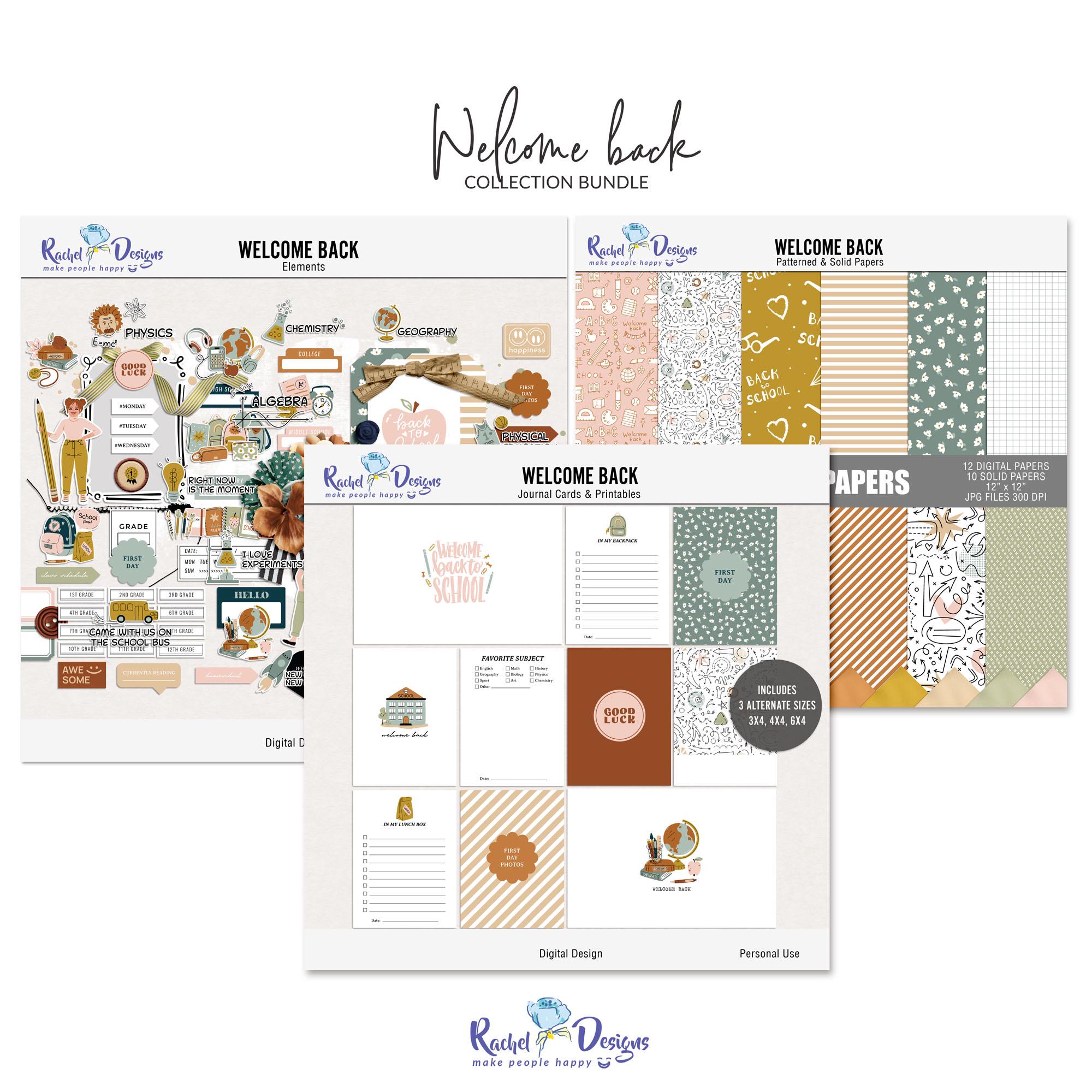 Welcome Back Digital Scrapbooking Collection, School Digital Elements ...
