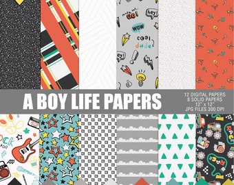 Boy Digital Paper - Etsy