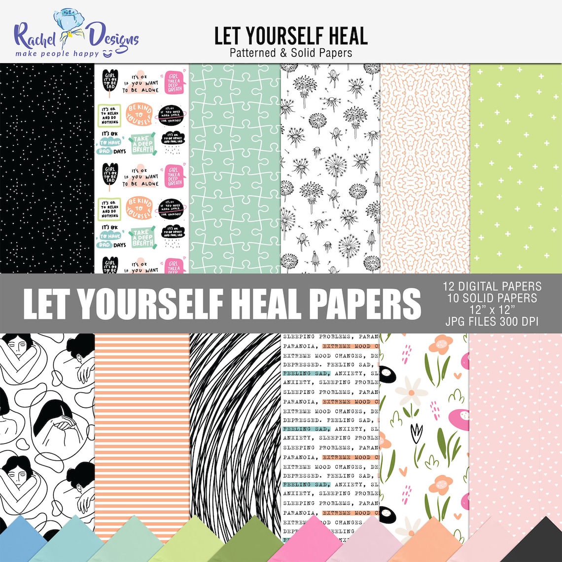 Let Yourself Heal Digital Paper Pack, Mental Health Digital ...