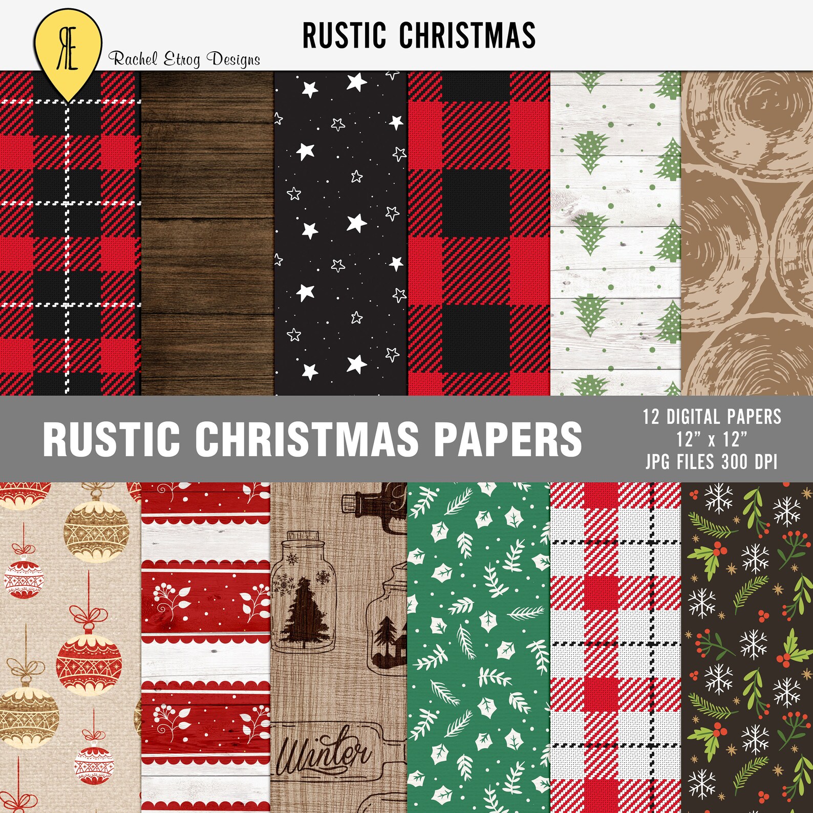 Digital Scrapbooking Kits Christmas, Digital Rustic Christmas Elements ...