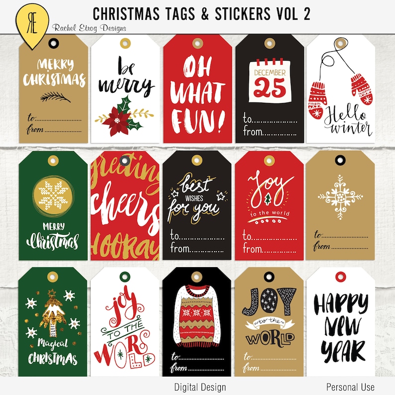 Christmas Tags, Instant Download, Printable Christmas Tags, DIY ...