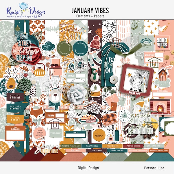 January Vibes Digital Scrapbooking Kit January Printable - Etsy