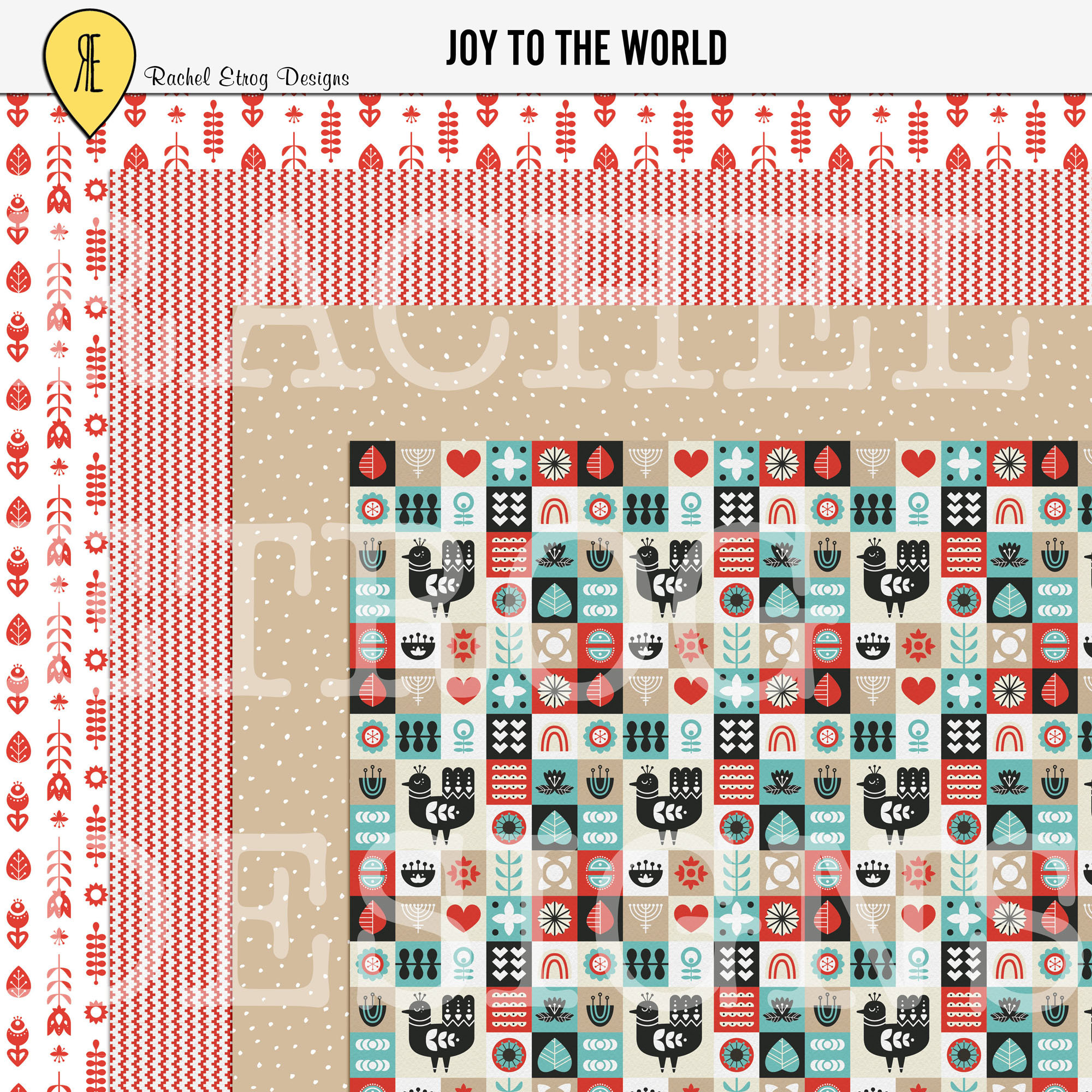 Christmas Joy to the World Digital Paper Pack, Christmas Printable ...