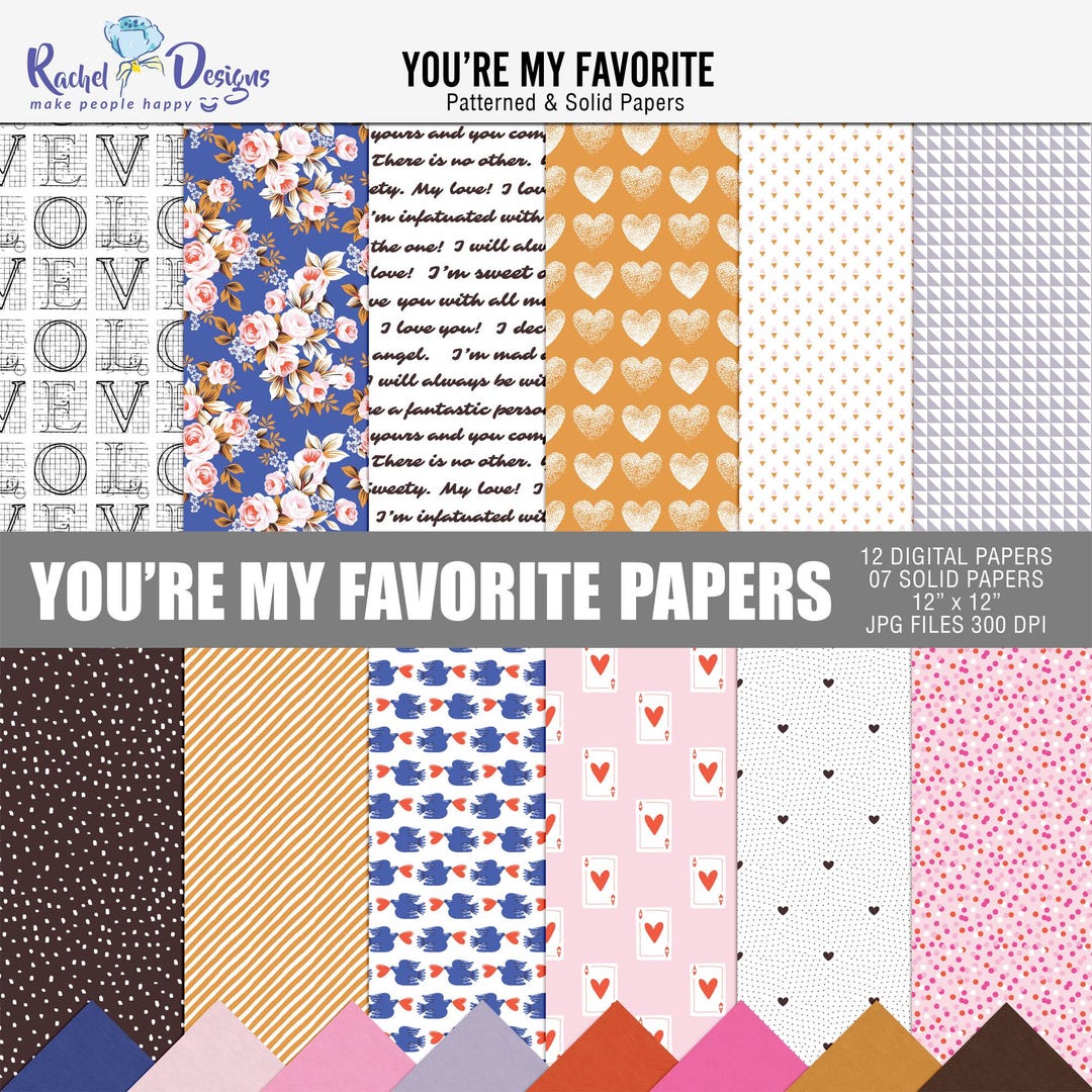 You're My Favorite Digital Paper Pack, Valentine's Printable Papers ...