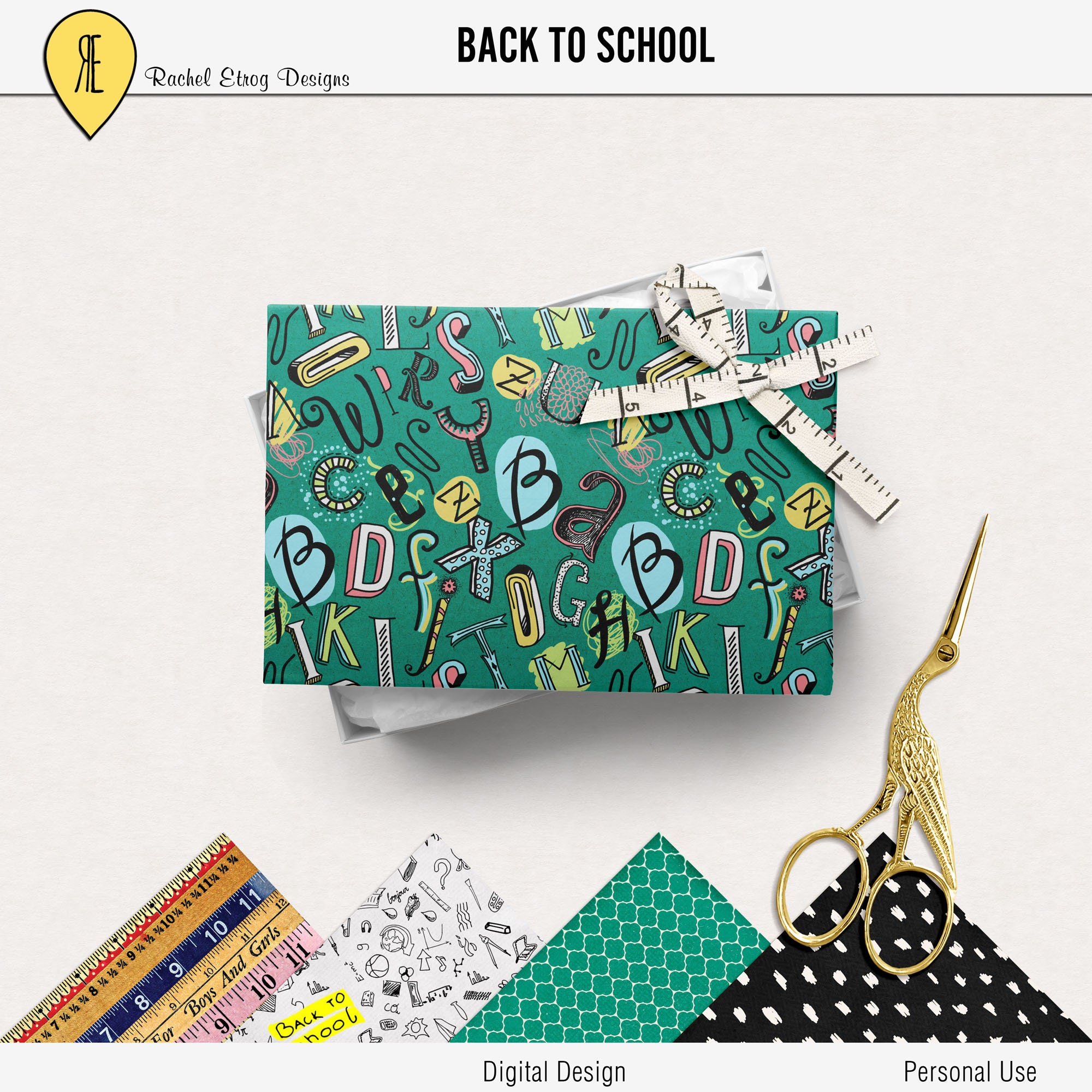 Back to School Digital Paper Digital Scrapbooking Paper Pack | Etsy