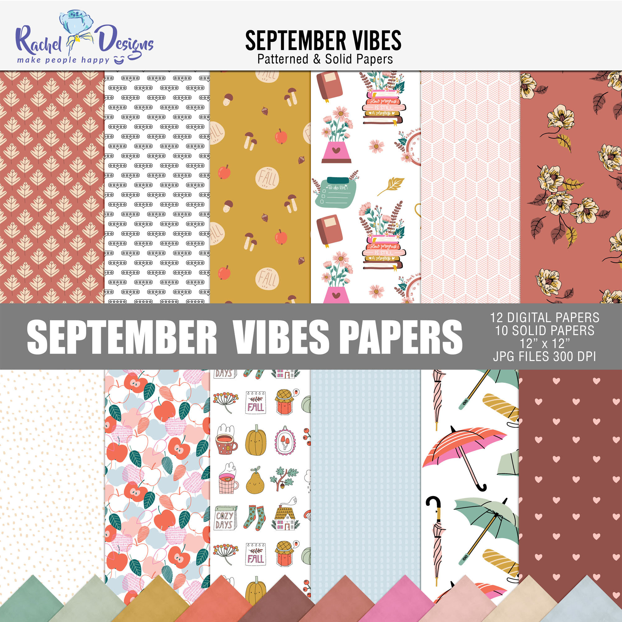 September Vibes Digital Paper Pack Autumn Digital Paper Pack - Etsy Israel