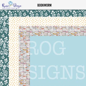 Bookworm Digital Paper Pack, Printable Books Papers, Digital Books ...