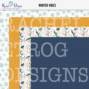 Winter Vibes Digital Scrapbooking Kit, Winter Printable Pattern Papers ...
