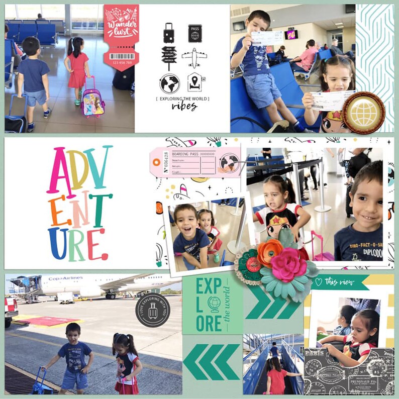 Explore the World Digital Scrapbooking Elements, Digital Travel ...