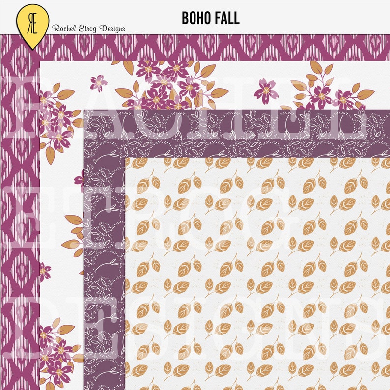 Boho Fall Digital Paper Pack, Printable Autumn Papers, Digital ...